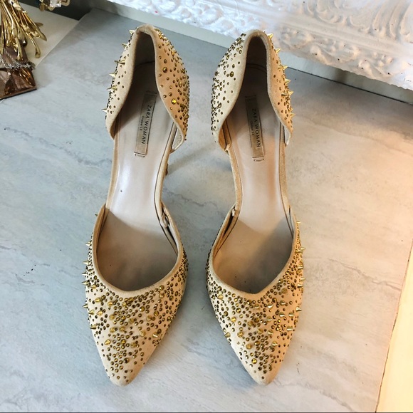 Zara | Shoes | Zara Woman Collection Heels With Gold Spikes | Poshmark